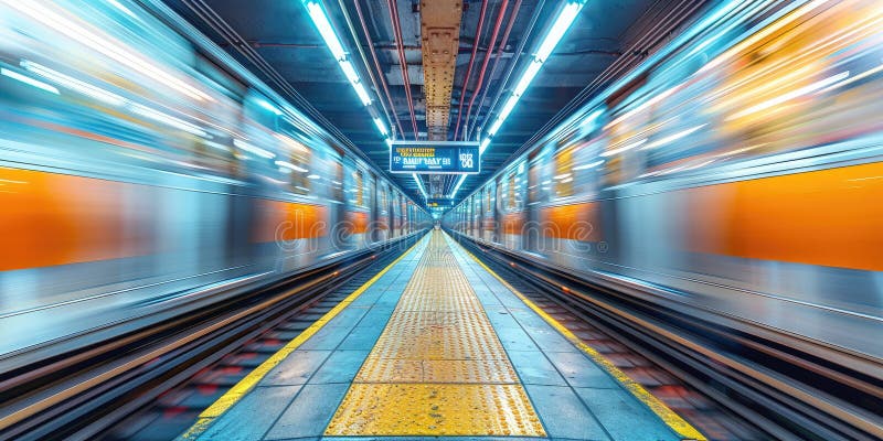 Motion Blur of Closing Train Doors at a Subway Station during Rush Hour ...