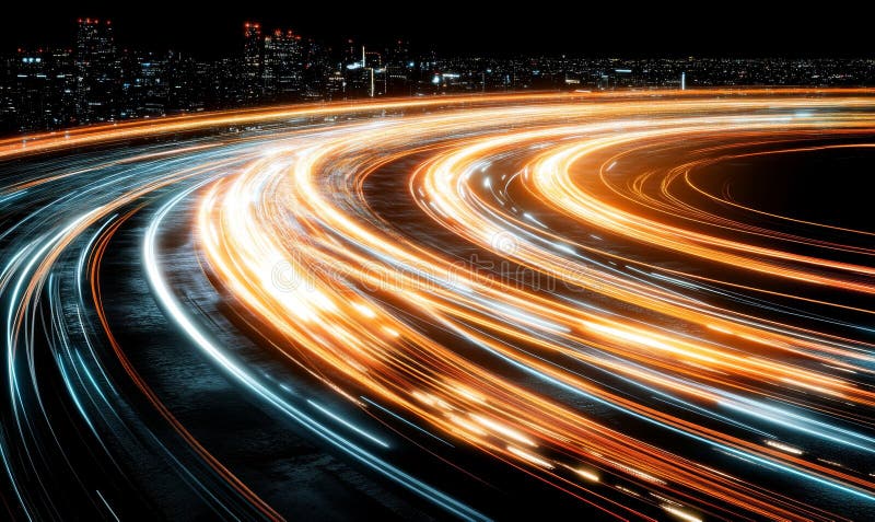 Motion Blur Effect with Futuristic Neon Fiber Light Trails Stock Photo ...