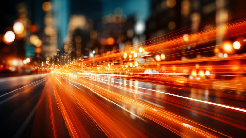 Motion Blur Effect of Traffic in the City at Night Stock Illustration ...