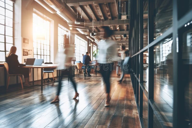 Motion Blur Image of Business People Crowd Walking at Corporate Office ...