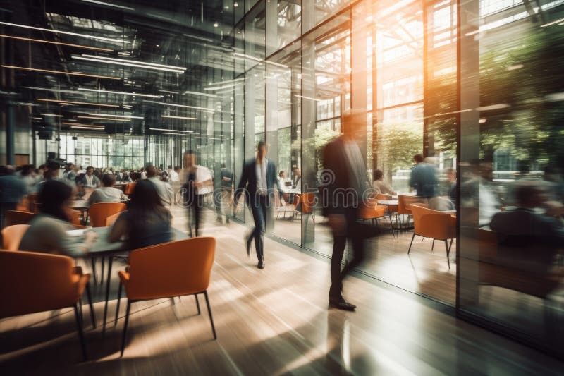 Motion Blur Image of Business People Crowd Walking at Corporate Office ...