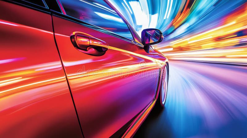 The Motion Blur Light Trail of a Sports Car is Captured Using Long ...