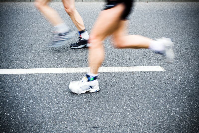 Motion Blur of Running Man in Marathon, Sport Shoe Stock Image - Image ...
