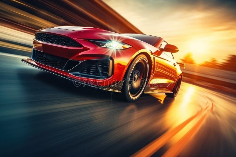 Motion Blur Shot, Curve Tail Light Drifting Car Wheels Stock Photo ...