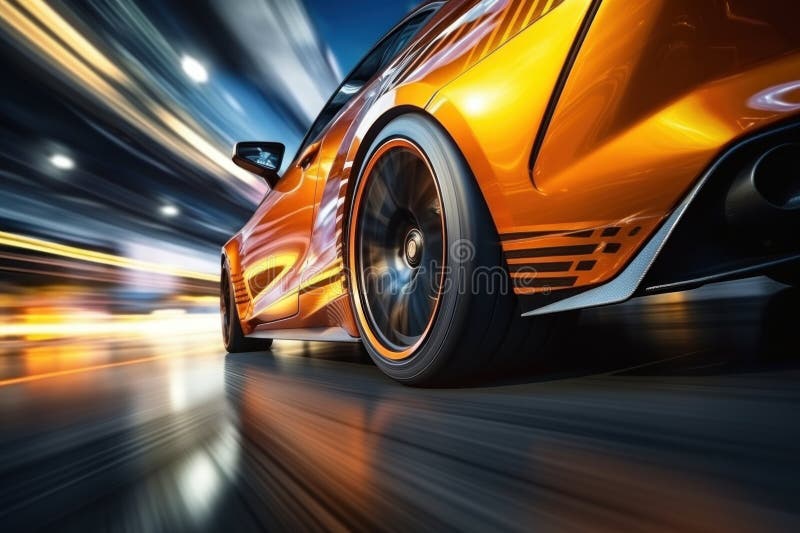Motion Blur Shot, Curve Tail Light Drifting Car Wheels Stock Photo ...