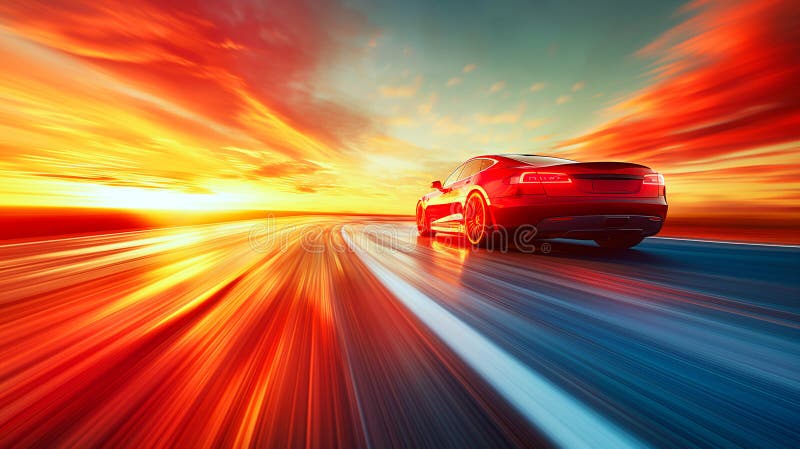 Motion Blur Shot of Drive with a Red Super Car Stock Photo - Image of ...