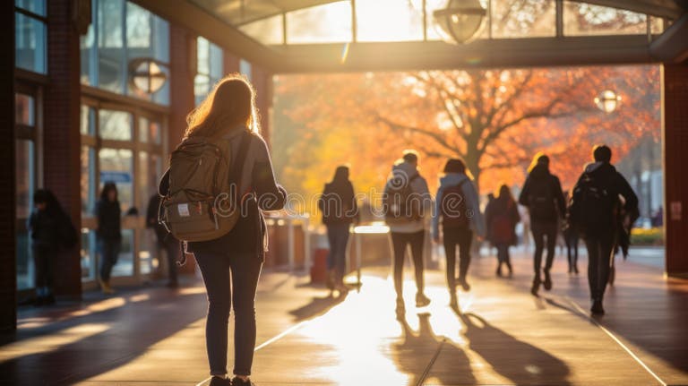 Motion Blur of Students Walking To Class on Campus Stock Illustration ...
