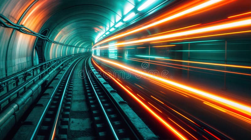 Motion Blur of Train Moving Inside Tunnel in Tokyo, Japan Stock Photo ...