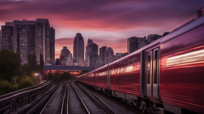 Motion Blur Train at Sunset a Rapid Train that Zooms through an Urban ...