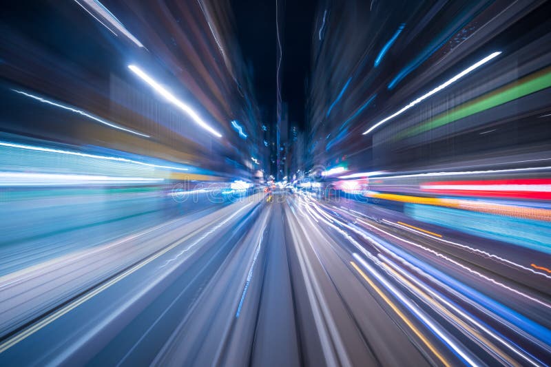 Motion Blur Trams Moving Central District Hong Kong Stock Photos - Free ...