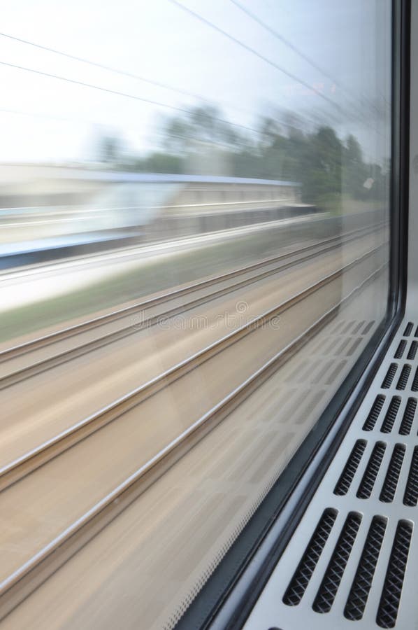 Motion Blur View of Railway Tracks from a High Speed Train Window Stock ...