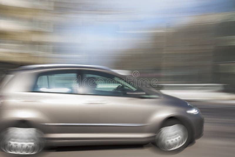 Motion Blured Car, Car Driving Fast in City Stock Photo - Image of ...