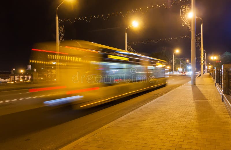 Motion Blurred Bus on the Overpass Road Stock Image - Image of ...