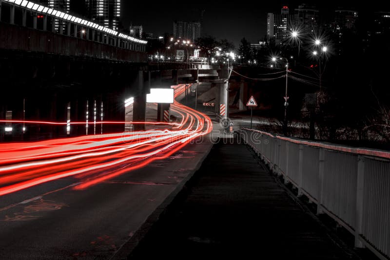Motion Blurred City Road Traffic. Black Red White Stock Photo - Image ...