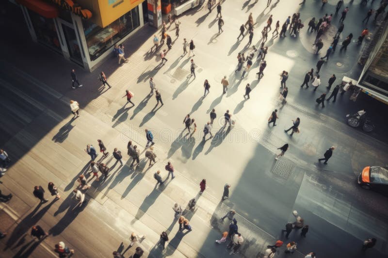 Motion Blurred Crowd Walking in the City, AI Generated Stock ...