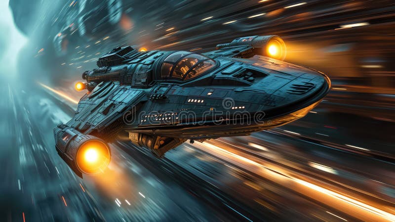 Motion Blurred Fast Approach of a Spaceship Stock Illustration ...