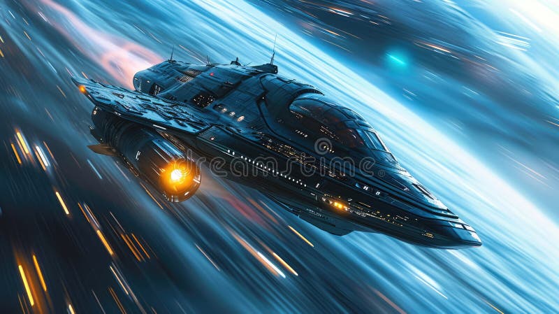 Motion Blurred Fast Approach of a Spaceship Stock Illustration ...