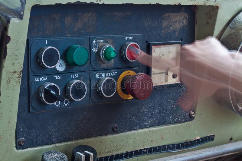 Motion Blurred Hand Pushing a Red Stop Button Stock Image - Image of ...