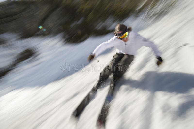Motion Blurred Image of an Expert Skier. Stock Photo - Image of ...
