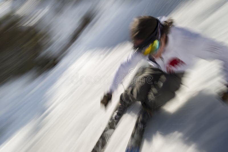 Motion Blurred Image of an Expert Skier. Stock Image - Image of action ...