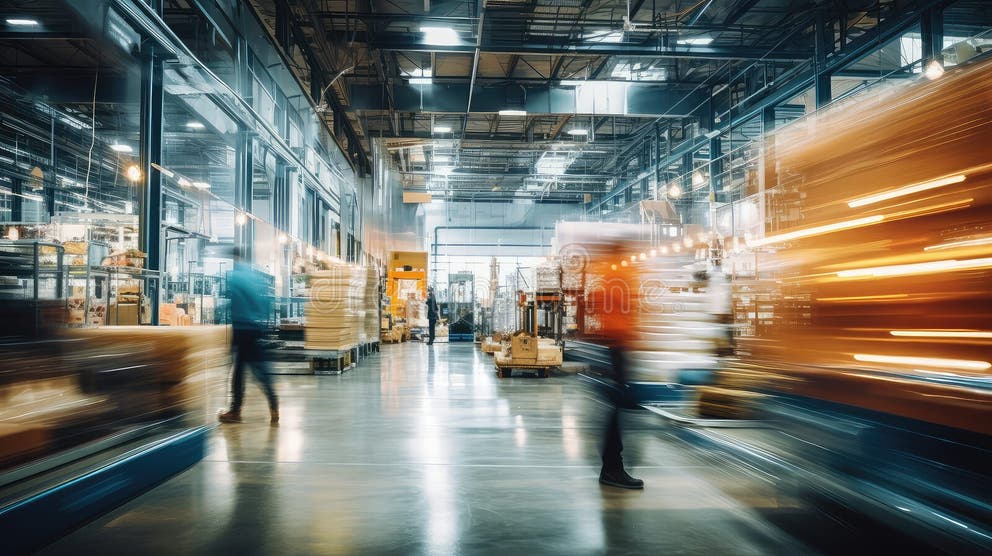 Motion Blurred Interior Warehouse Stock Illustration - Illustration of ...