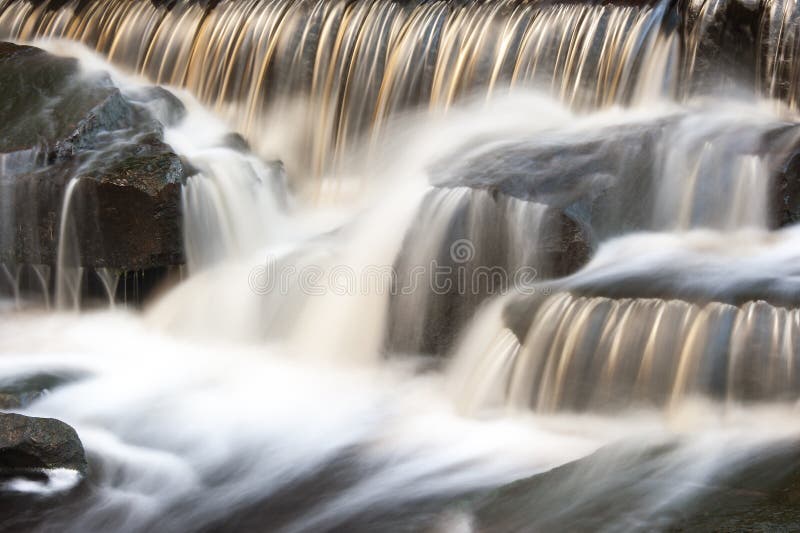 Motion Blurred Stream Falling Over a Weir Stock Photo - Image of ...