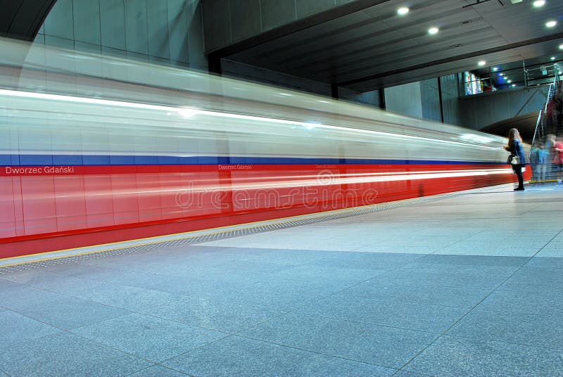 Motion Blurred Subway Train Stock Photo - Image of empty, indoor: 77741036