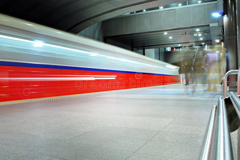 Motion Blurred Subway Train Stock Image - Image of locomotive, hall ...