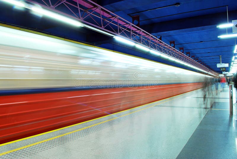 Motion Blurred Subway Train Stock Image - Image of movement, indoor ...