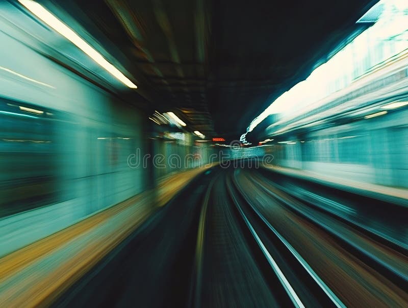 Motion-blurred View of a Train Moving through a Subway Station ...