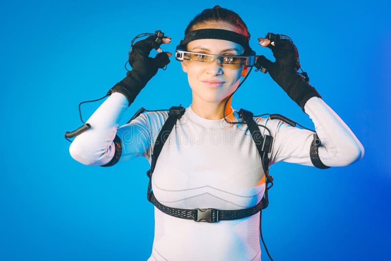 Motion Caption Virtual Reality Stock Image - Image of female ...