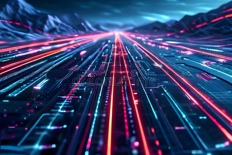 Acceleration on Tech Road, Electronic Highway, Conceptual Stock ...