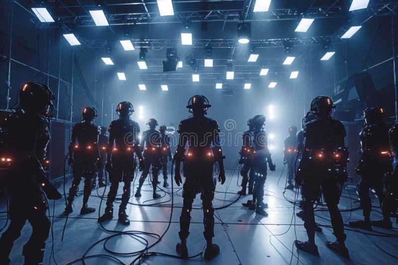 Motion Capture Studio, Actors in Suits with Lights Stock Illustration ...