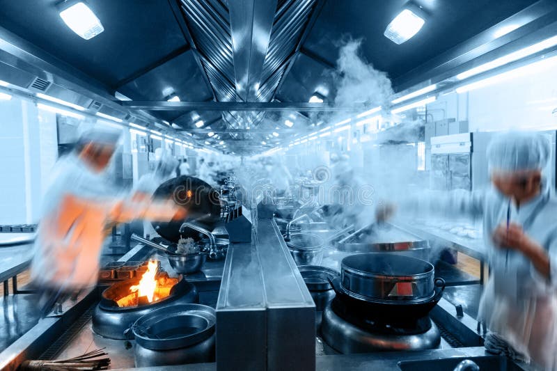 Motion Chefs Working in Restaurant Kitchen Stock Photo - Image of ...