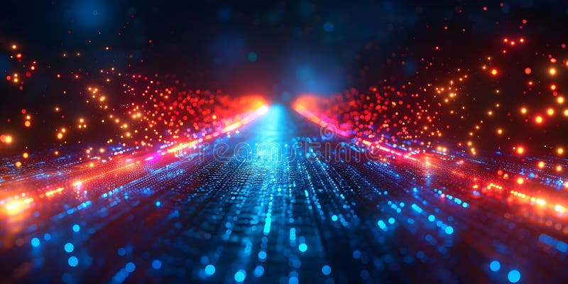 Motion of D Lines with Blue and Red Lights Symbolizing High-Speed Data ...