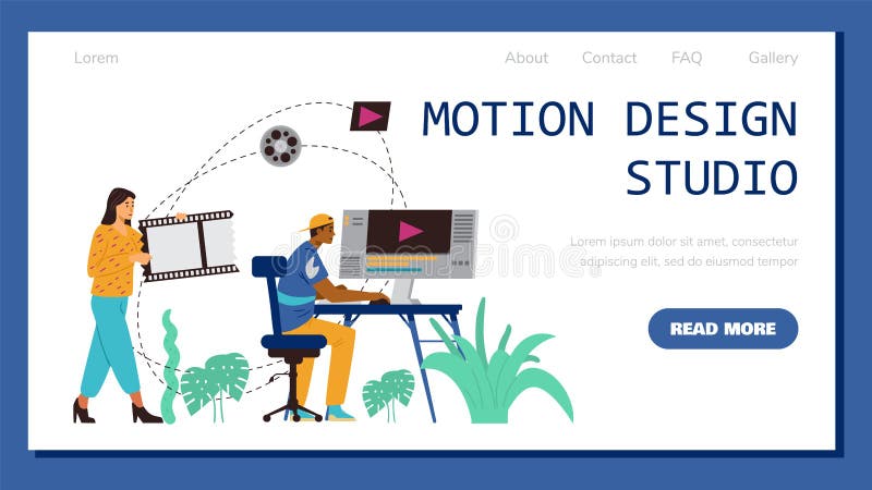 Motion Design Studio Professional Service Web Banner Flat Vector ...