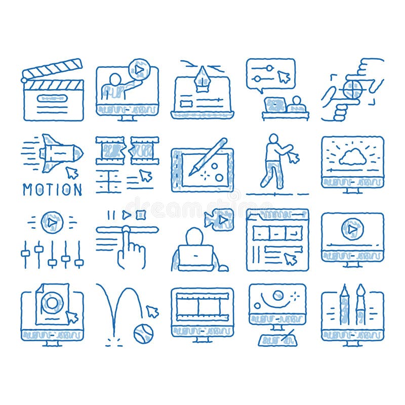 Motion Design Studio Icon Hand Drawn Illustration Stock Vector ...