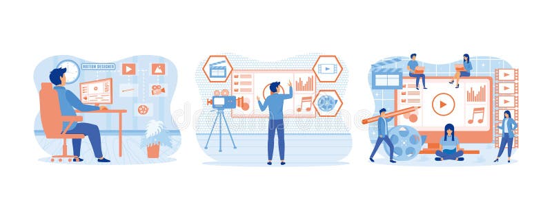 Motion Designer Animator Working on Computer Creating Animated Video ...