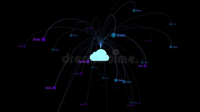 Motion of Digital Data in Shape of Data Tree Cloud Stock Footage ...