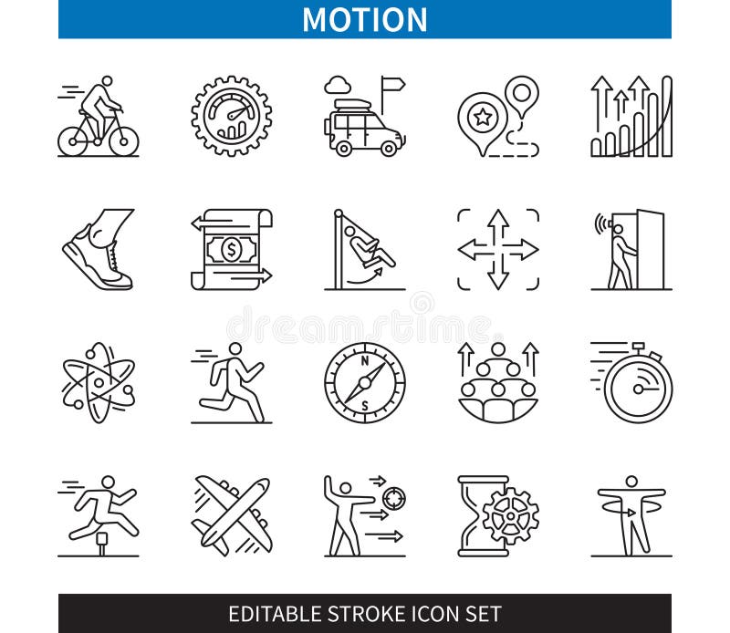 Motion Editable Stroke Icon Set Stock Illustration - Illustration of ...