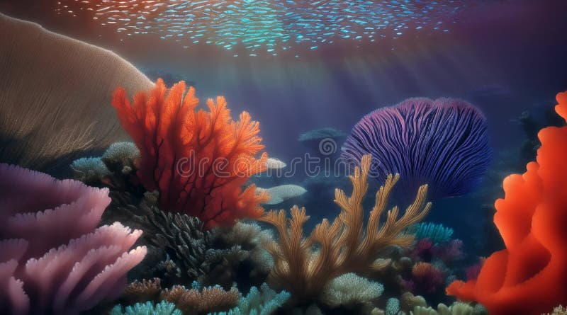 Animation, Motion Effect, Coral Reef in the Sea Stock Video - Video of ...