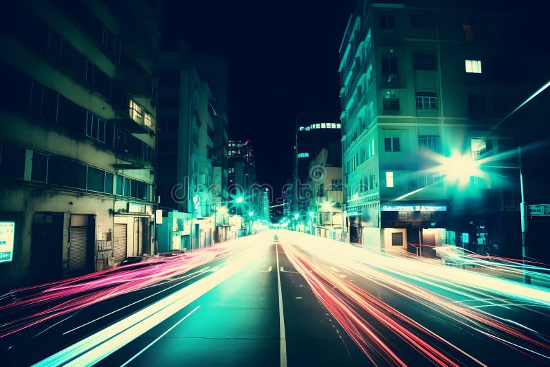 Motion Effect Light Street. Neural Network AI Generated Stock ...