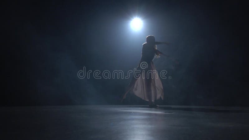 Motion of an Elegant Lady Dancing Contemp in Dark Studio. Stock Video ...