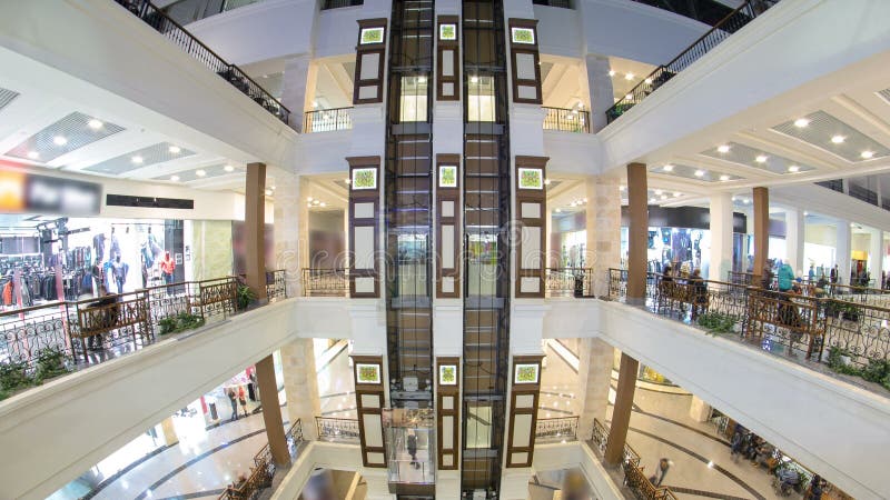 Motion Elevators at the Modern Shopping Mall Timelapse Hyperlapse ...