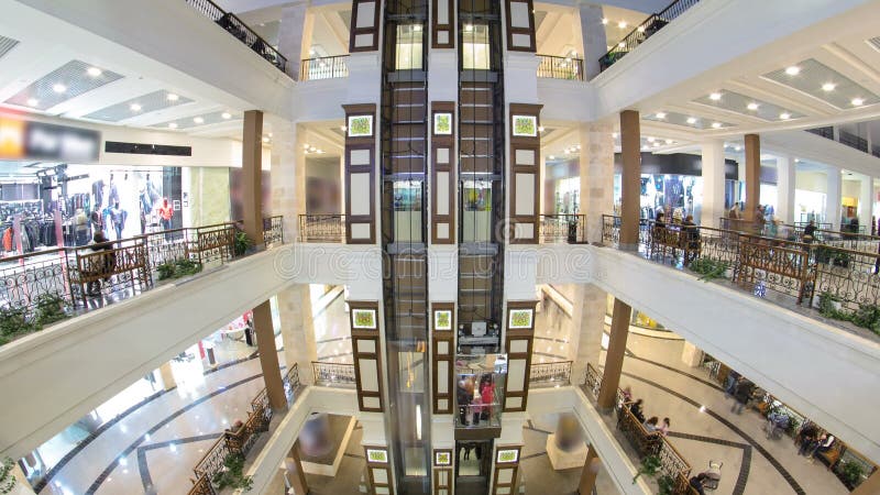 Motion Elevators at the Modern Shopping Mall Timelapse Hyperlapse ...