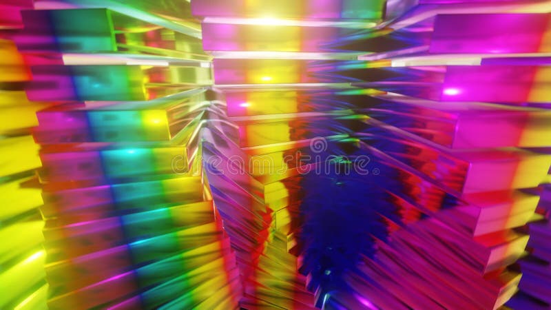 Motion Graphic Animation, Rotating Mirror Rainbow Colored Square Shapes ...