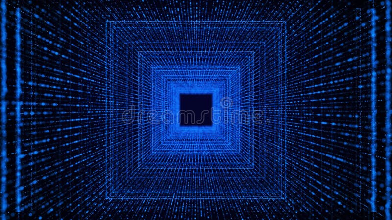 Motion Graphic of Flying into Digital Technologic Tunnel. Abstract Digital Background. Data Flow ...