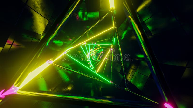 Motion Graphic of Flying into Rotation Triangle Digital Tunnel. 3D ...