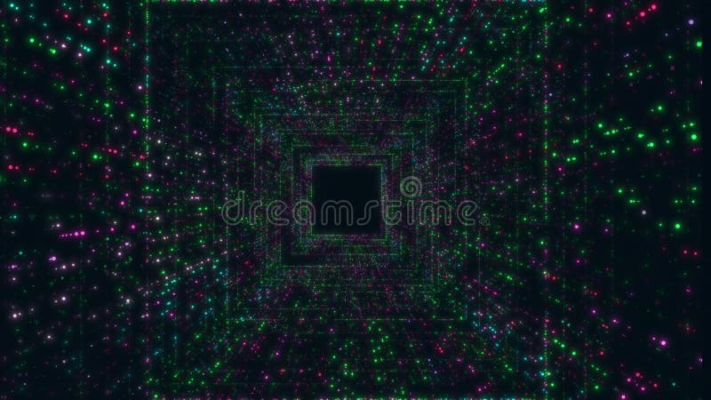 Motion Graphic 4K Seamless Loop of Flying into Digital Technologic Tunnel. 3D Render. Binary ...