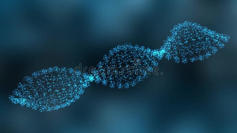 Abstract Glittering DNA Double Helix with Depth of Field Rotating ...